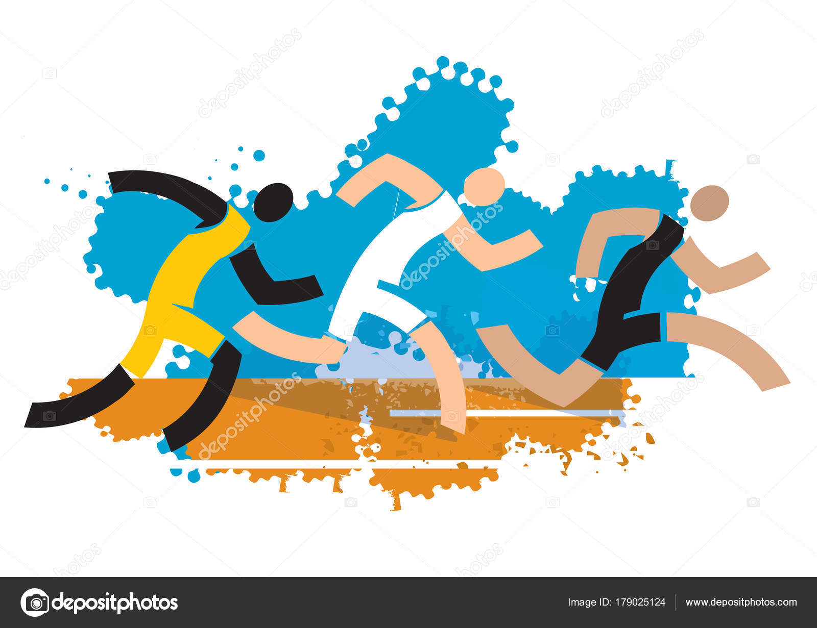 Running Race Stylized Illustration Three Running Athletes Vector ...