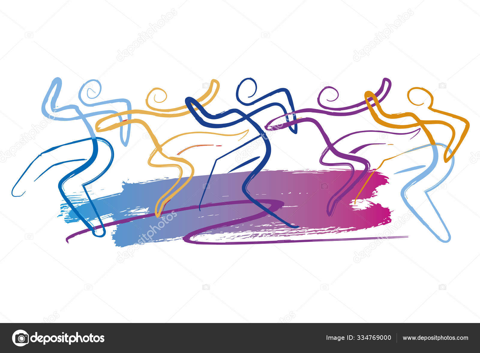 Dance Party Modern Dance Group Expressive Abstract Stylized ...