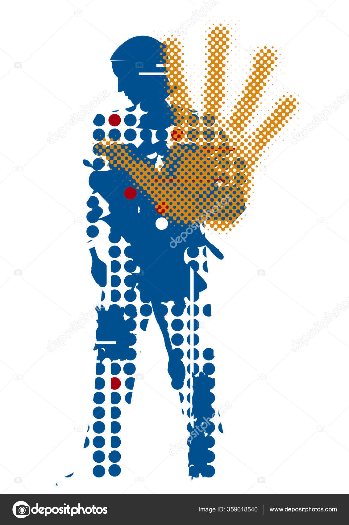 Male Silhouette Showing Stop Gesture Pandemic Coronavirus Self ...