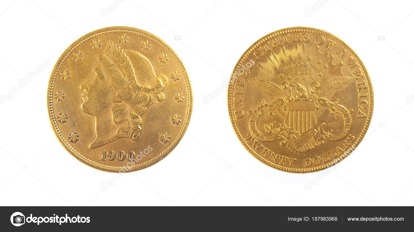 Gold Coin America Dollars Front Back Fine Gold Isolated Pure — Stock ...