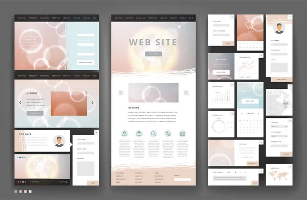 Website Template Design Interface Elements Bokeh Defocused Backgrounds Vector Illustration Stock ...