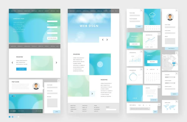 Website Template Design Interface Elements Bokeh Defocused Backgrounds ...
