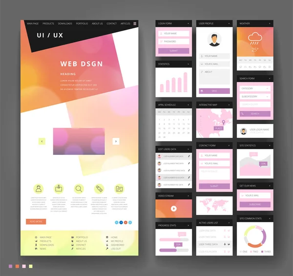 Website Template Design Interface Elements Bokeh Defocused Backgrounds ...