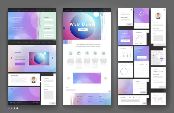 Website template design with interface elements Stock Vector Image by ...