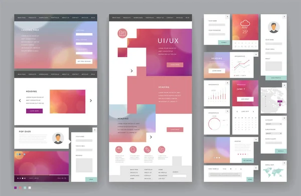 Website template design with interface elements Stock Vector Image by ...