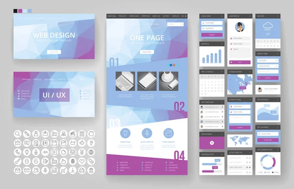 Website template design with interface elements Stock Vector Image by ...