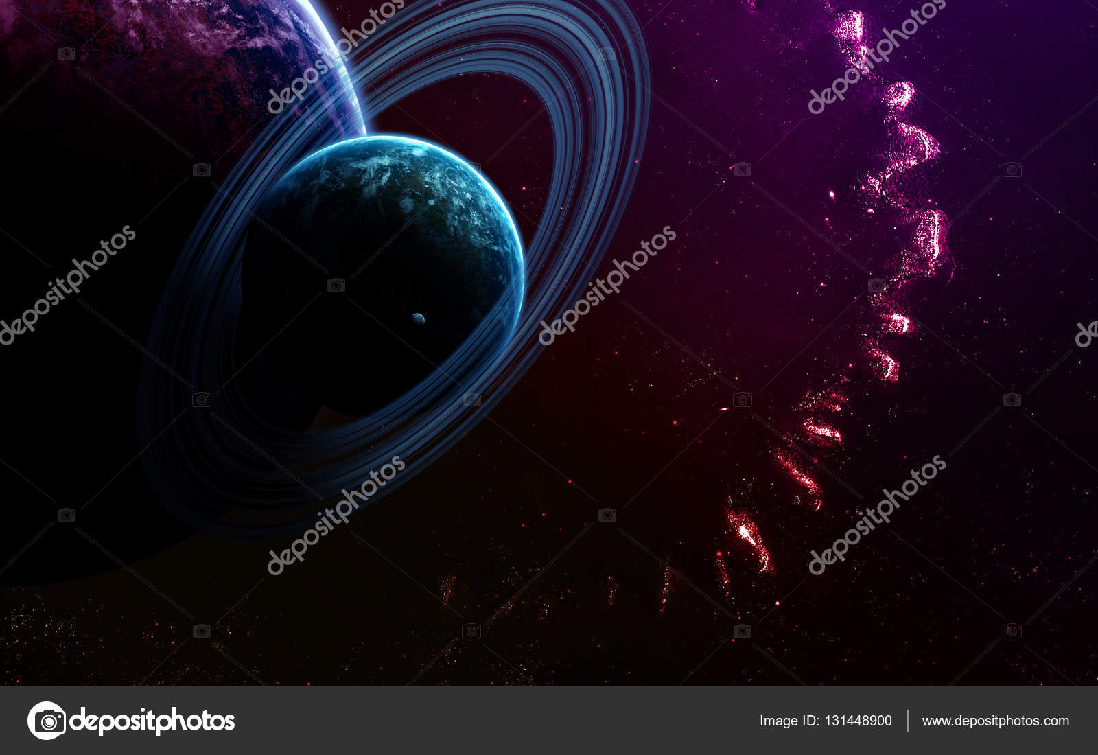 Deep space art. Nebulas, planets galaxies and stars in beautiful ...