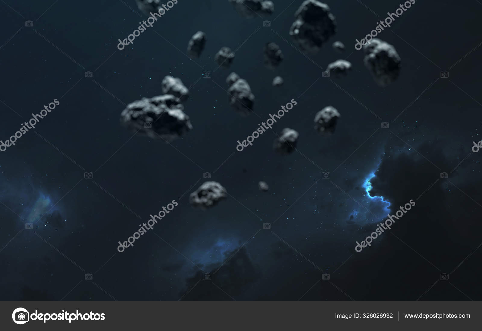 Field of asteroids and meteorits in deep space. Elements of this Stock ...