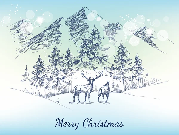 Téli táj rajz Vector Art Stock Images | Depositphotos