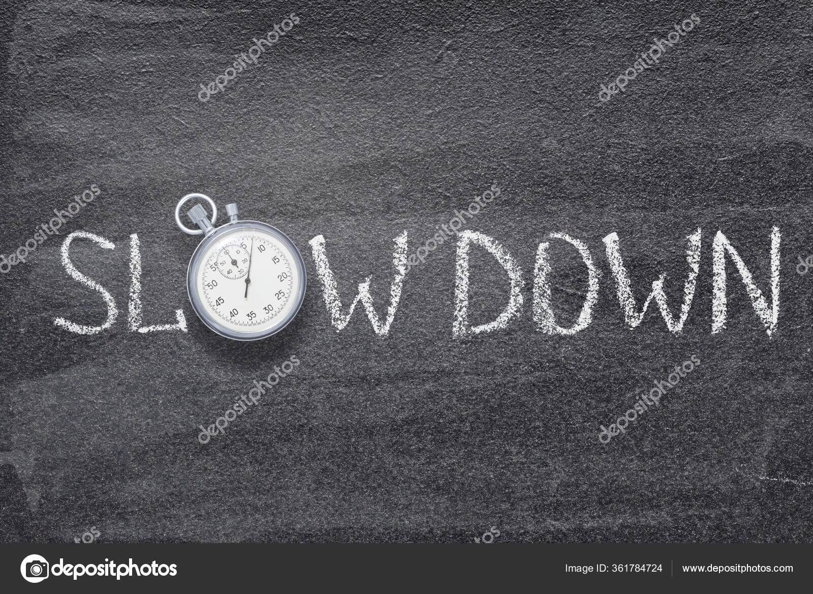 Slow Phrase Written Chalkboard Vintage Precise Stopwatch — Stock Photo ...