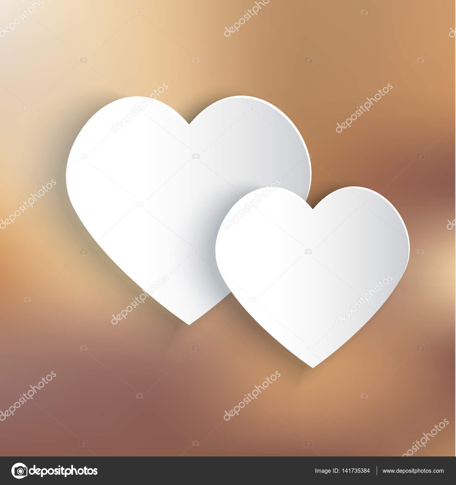 Two paper hearts on bronze background Stock Vector by ©Juksik 141735384