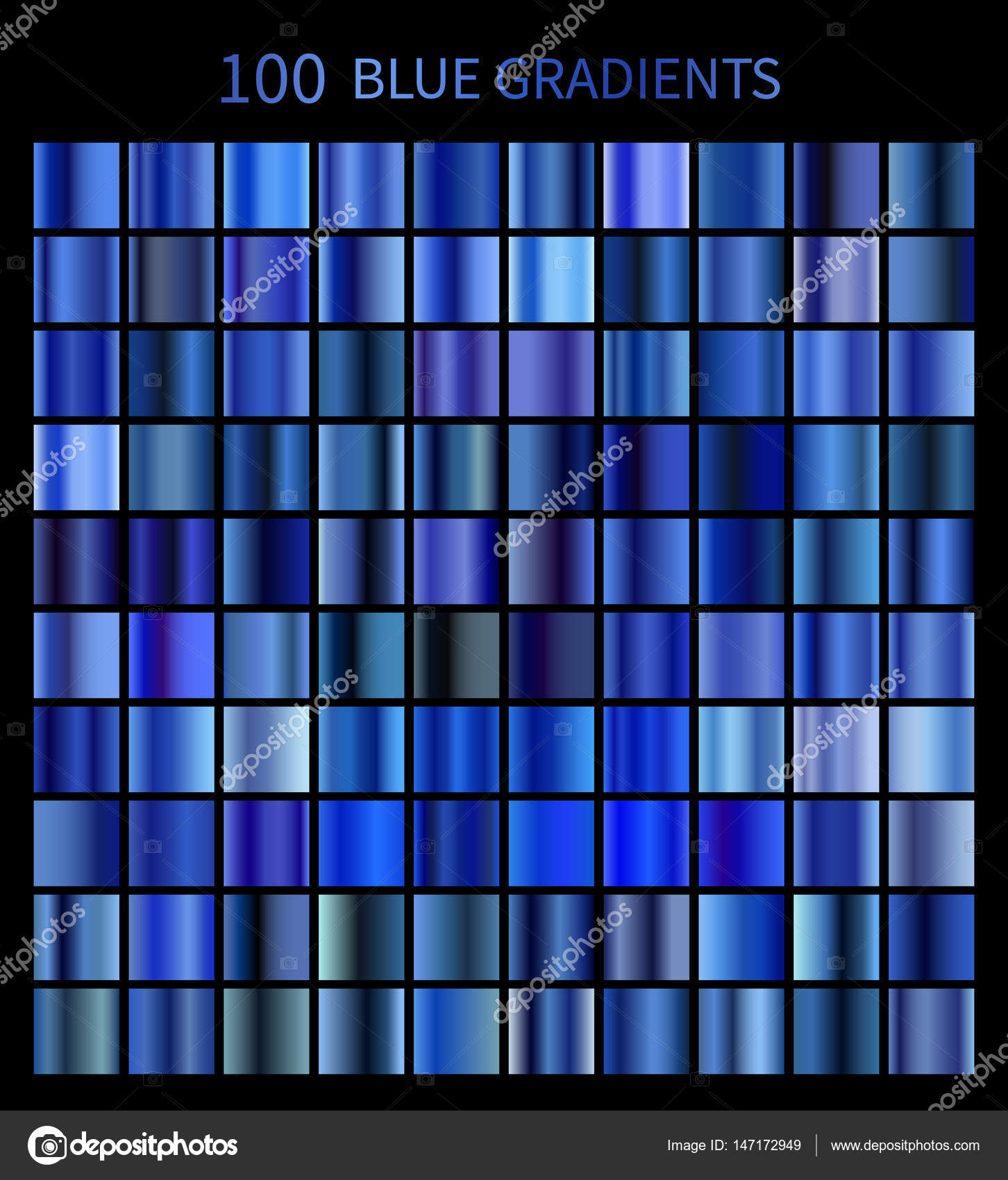 Mega Set 100 Blue Gradients Collection Gradient Illustrations ...