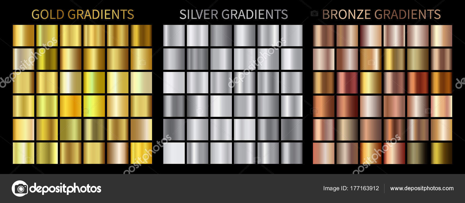 Emas Perak Perunggu Gradien Koleksi Gambar Gradien Vektor Berwarna ...