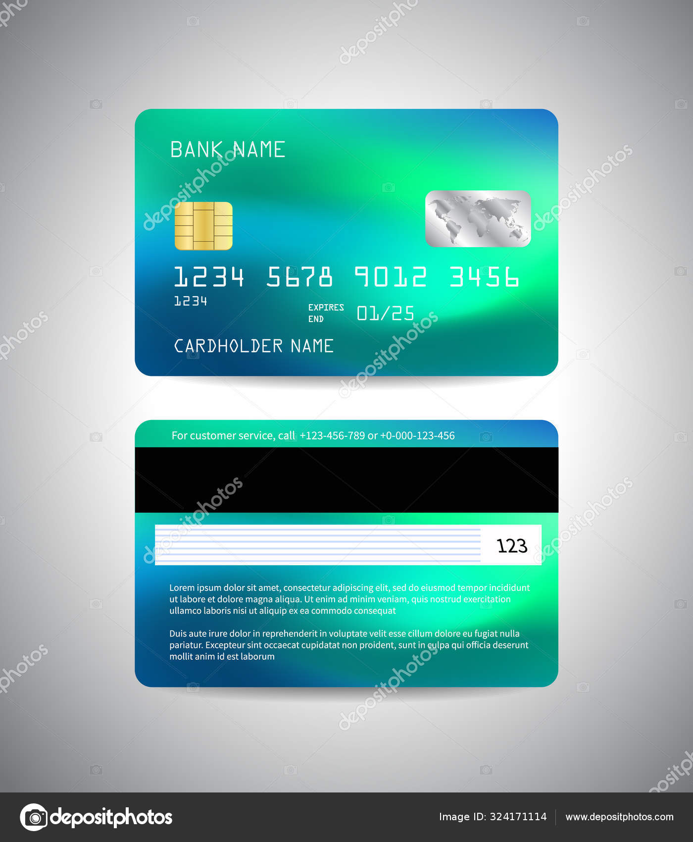 Vector Credit card. Front and back side of credit card template. Money ...