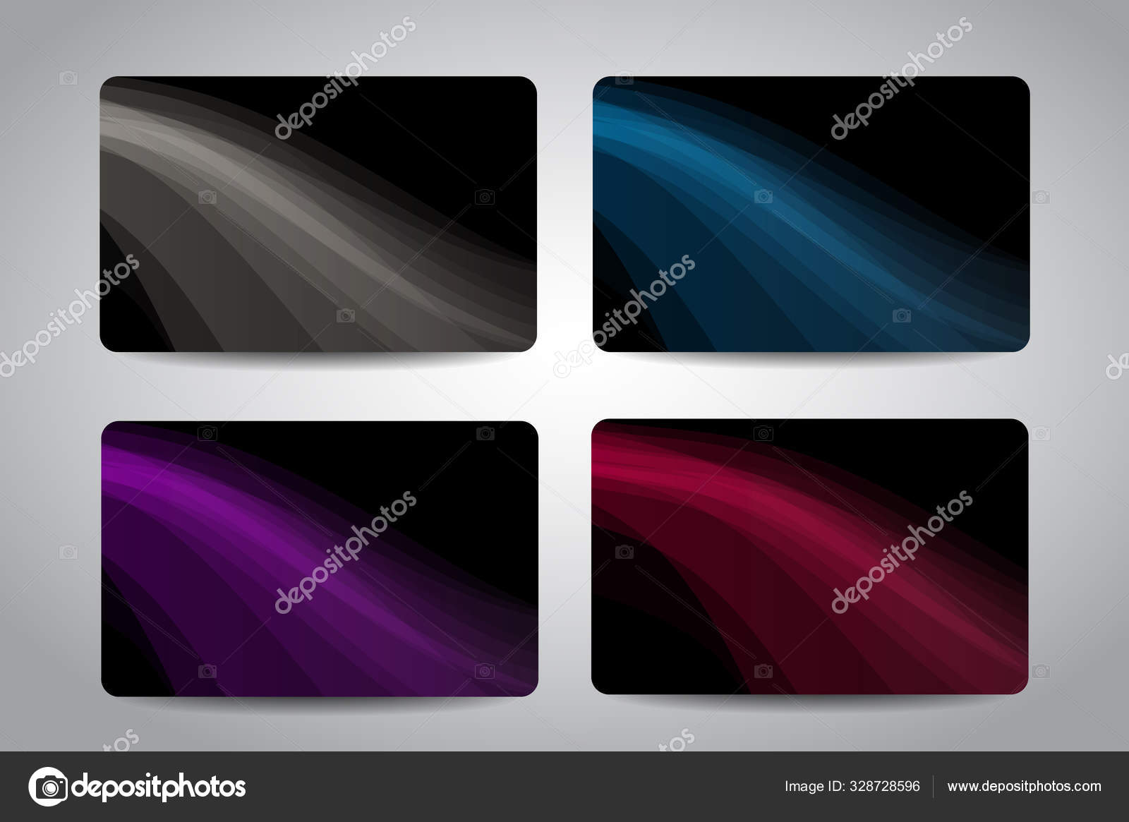 Gift cards or discount cards or credit cards set with black design ...