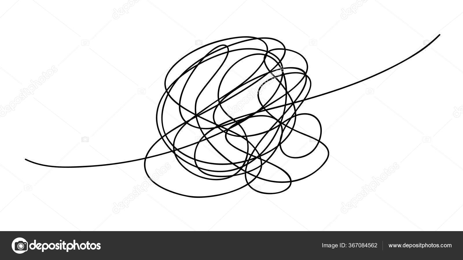 Scribble Chaos Line Brush Stroke Vector Doodle Sketch Circle Hand Stock ...