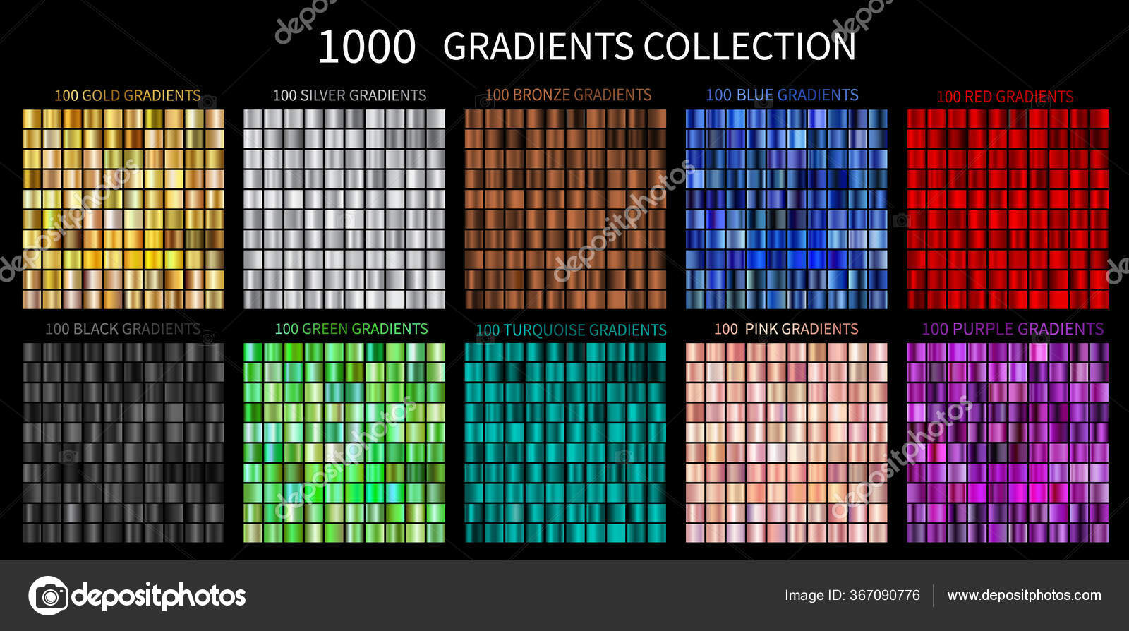 Gradients Vector Megaset Big Collection Metallic Gradients 1000 Glossy ...