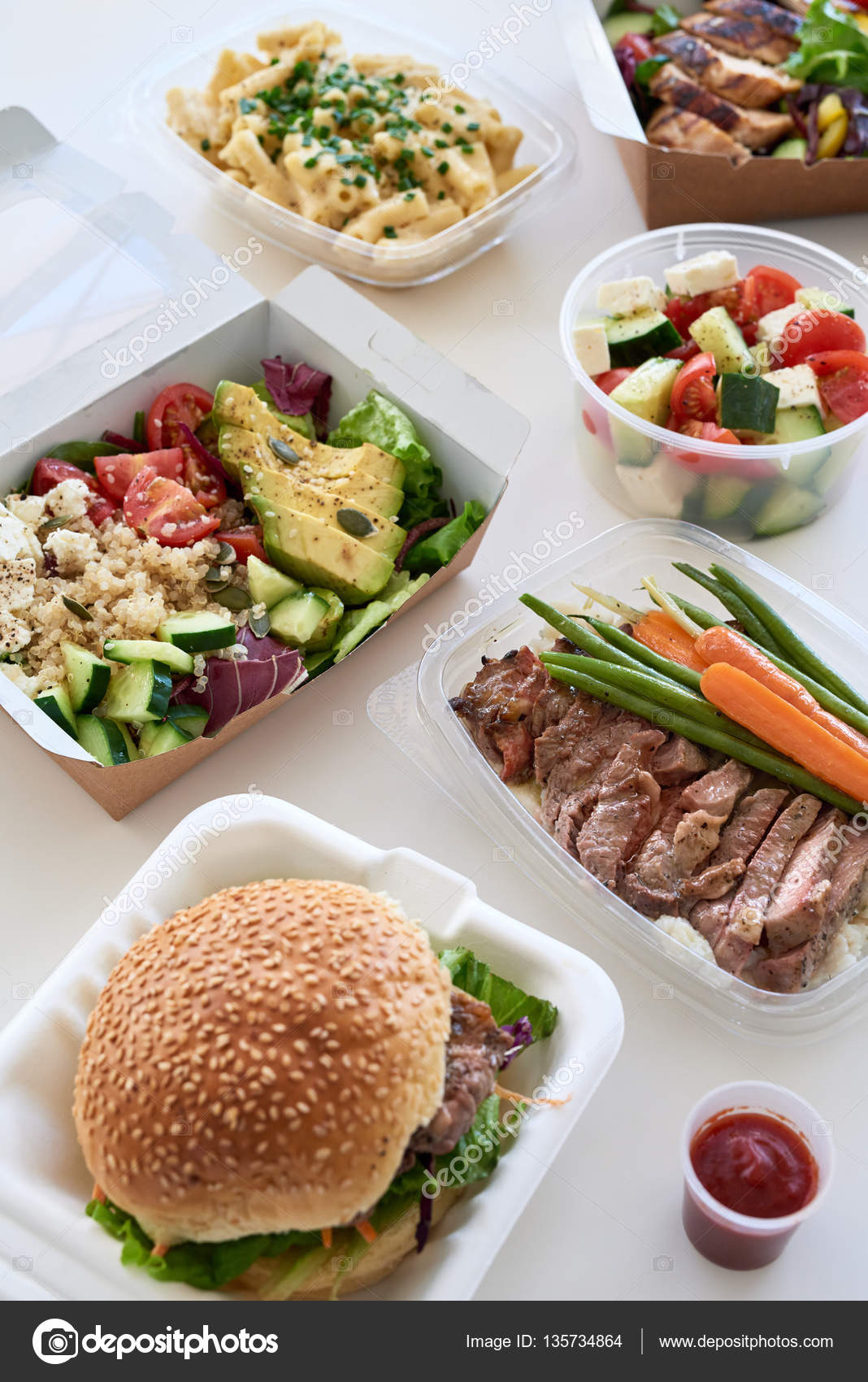 Assortment of delicious takeaway food — Stock Photo © Daxiao ...