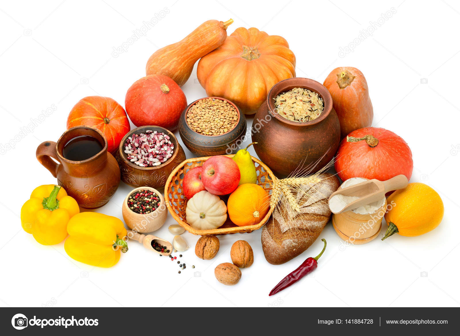 Collection of food isolated white Stock Photo by ©Serg64 141884728