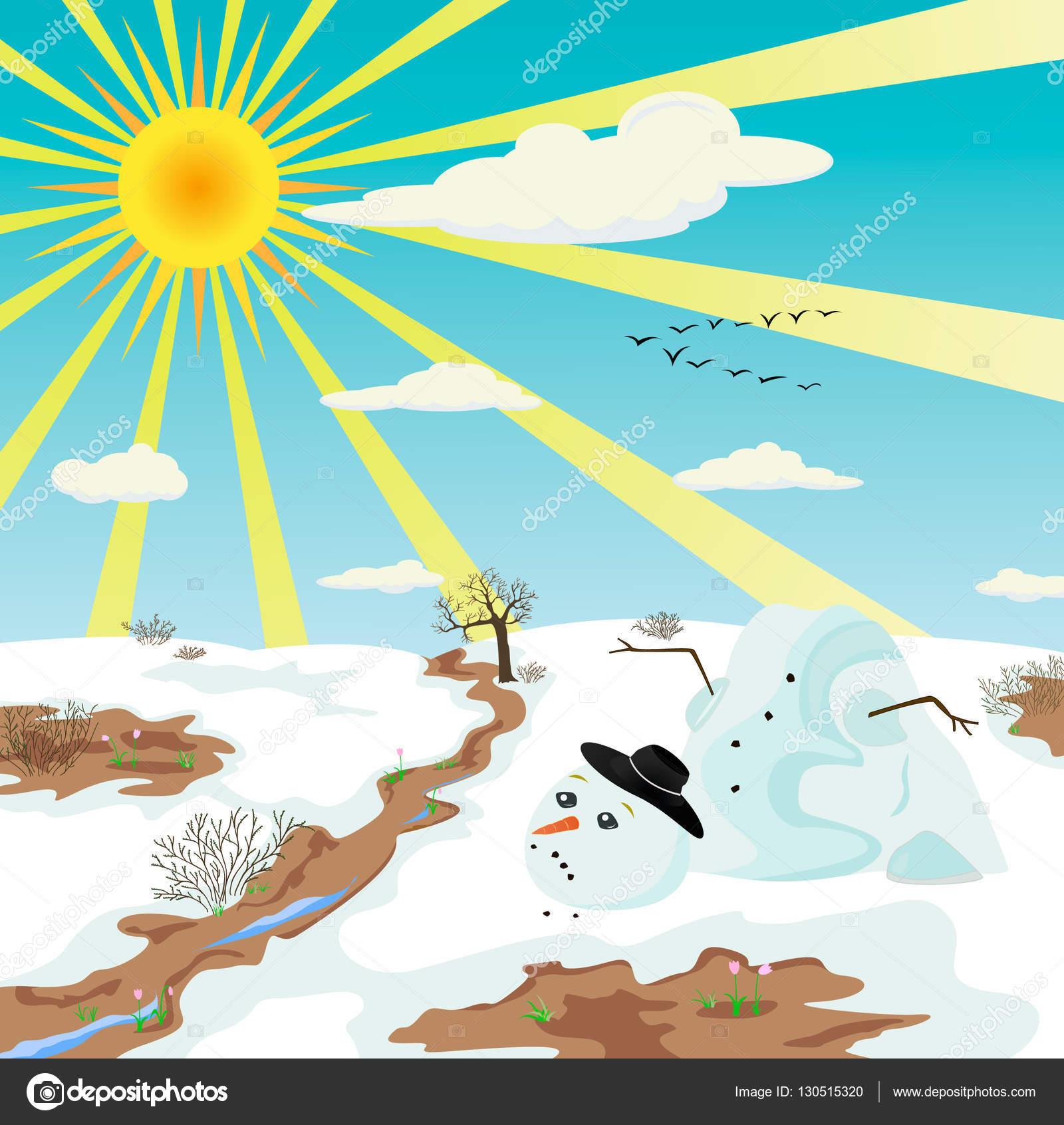 Snowman Melting In The Sun