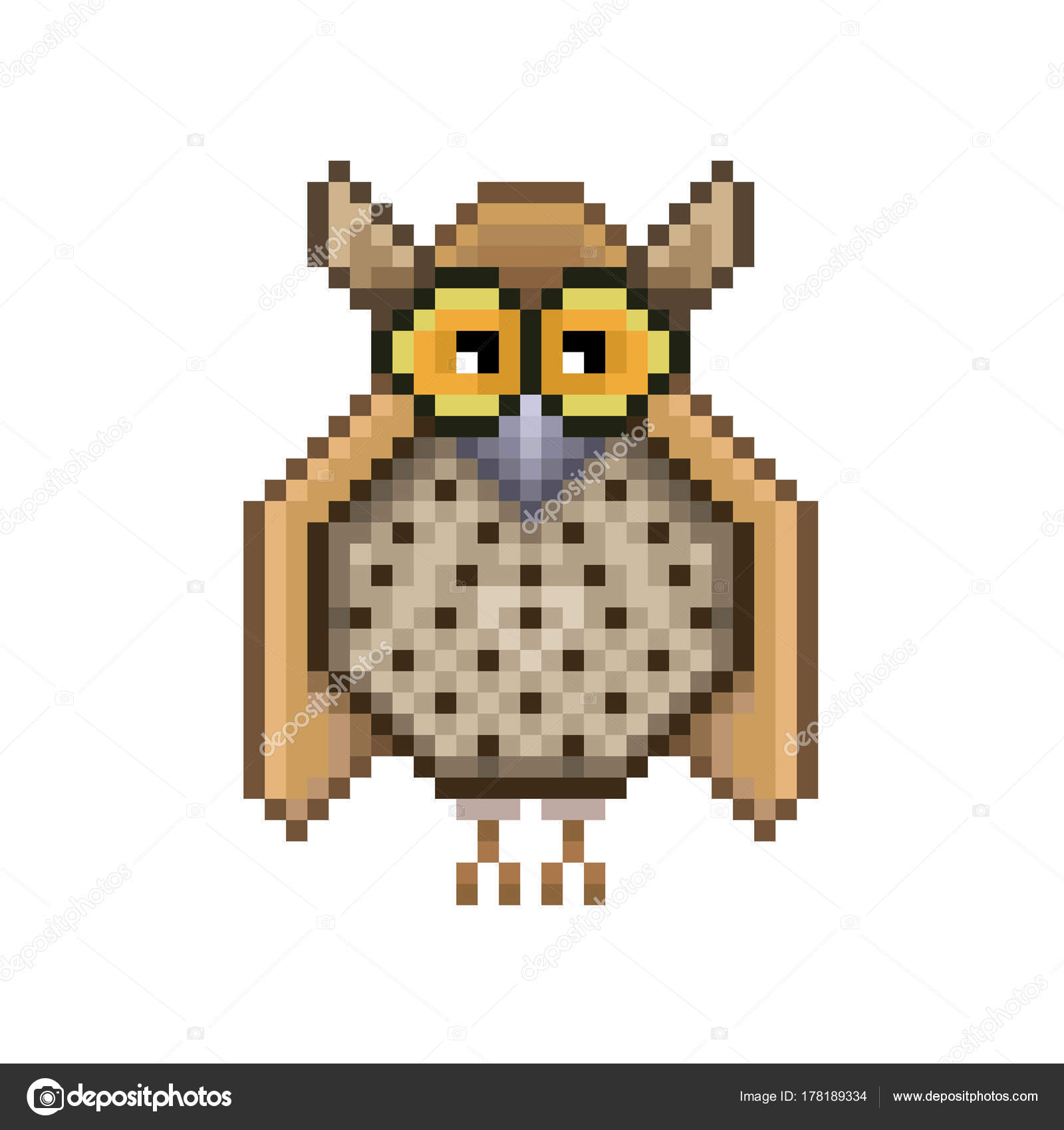 Búho píxel icono, en el vector . Vector de stock #178189334 de ©SynchR