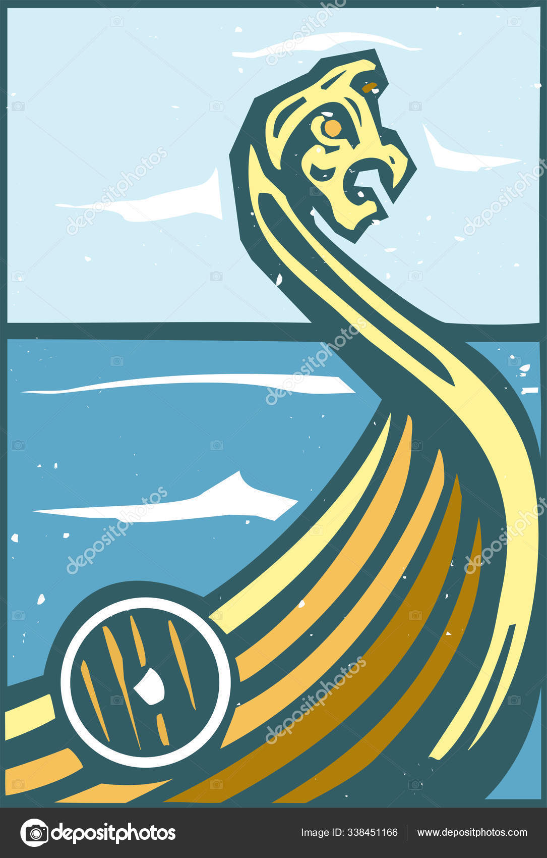 Prow of a Viking Longship — Stock Vector © xochicalco #338451166