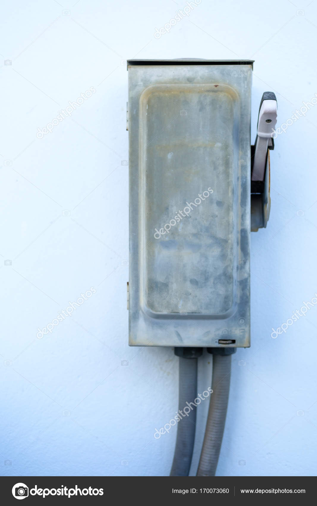 Old and rusty outdoor metal breaker box control, High voltage ca ...