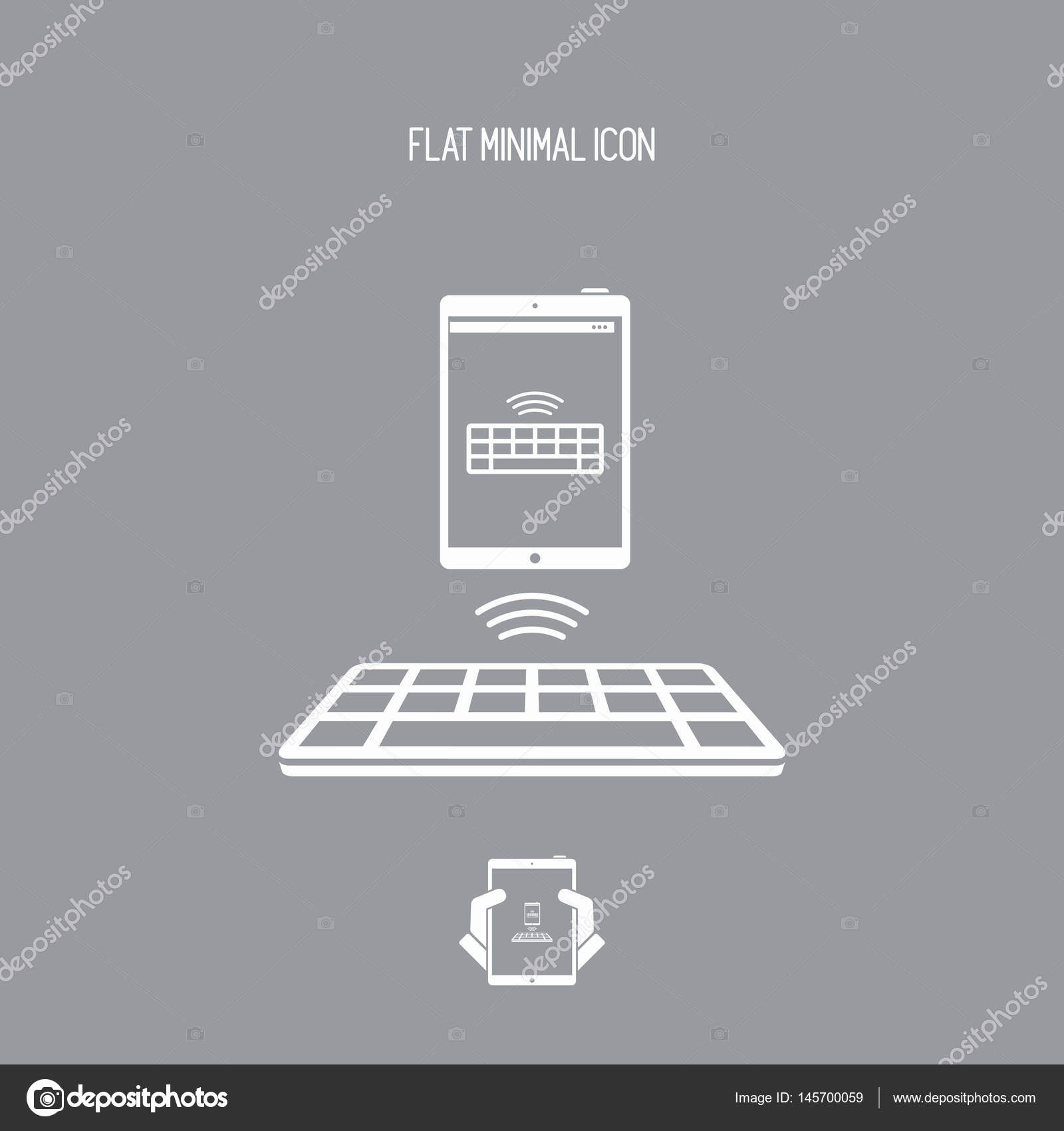 Wireless keyboard connected to tablet - Vector flat minimal icon Stock ...