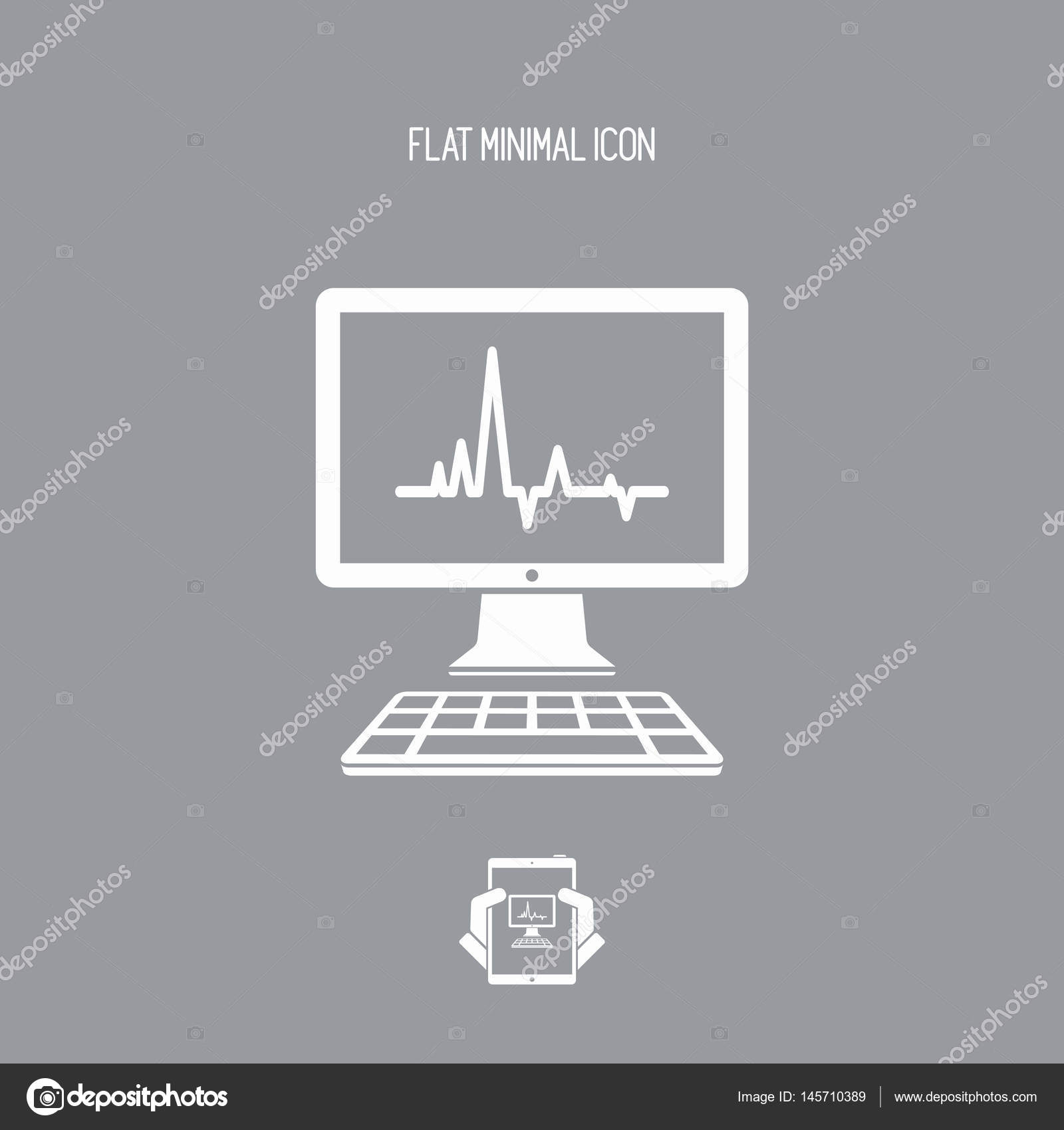 EKG on computer screen - Vector flat icon Stock Vector by ©MyVector ...