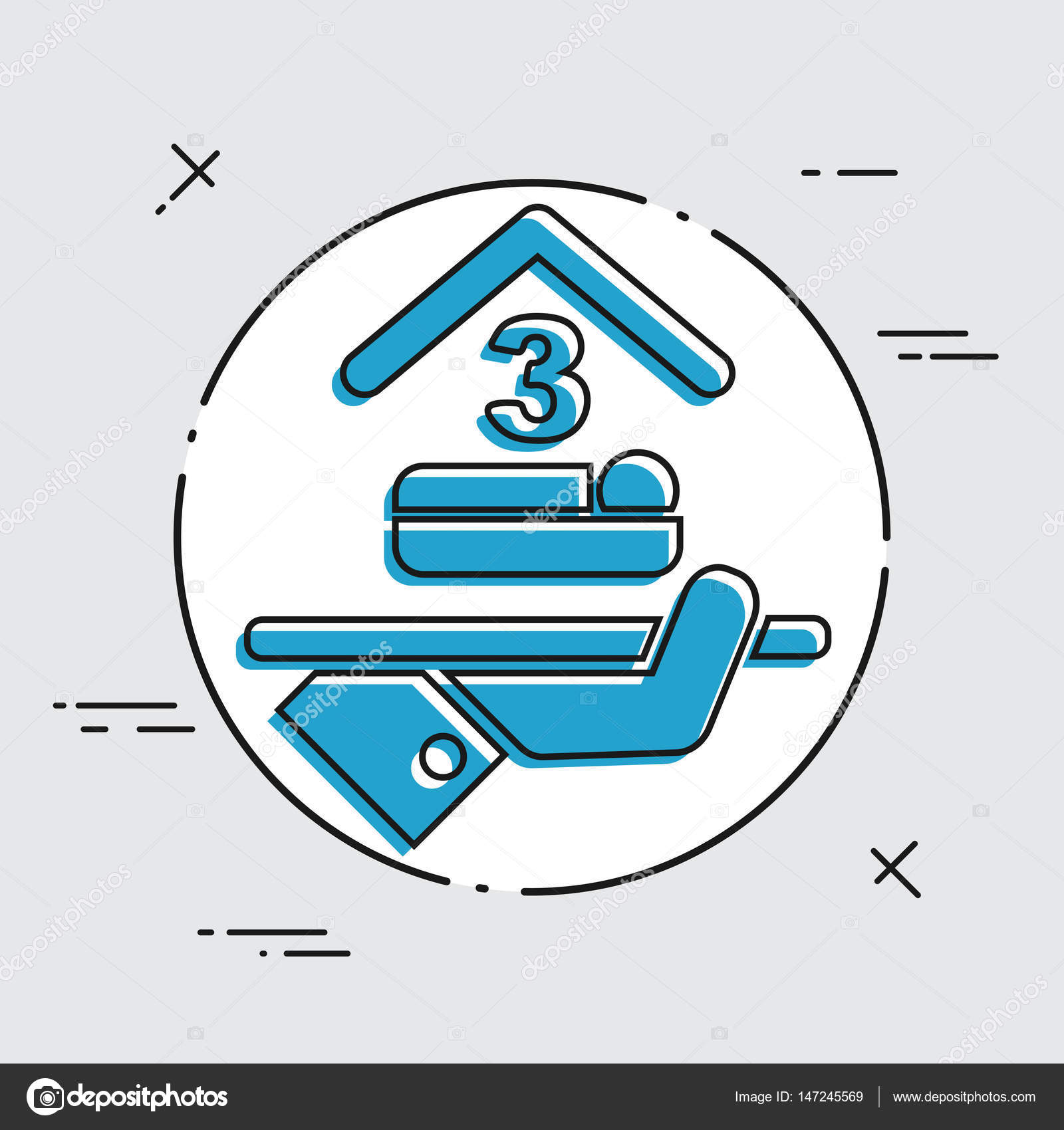 Hotel icon. Triple bedroom. Stock Vector by ©MyVector 147245569