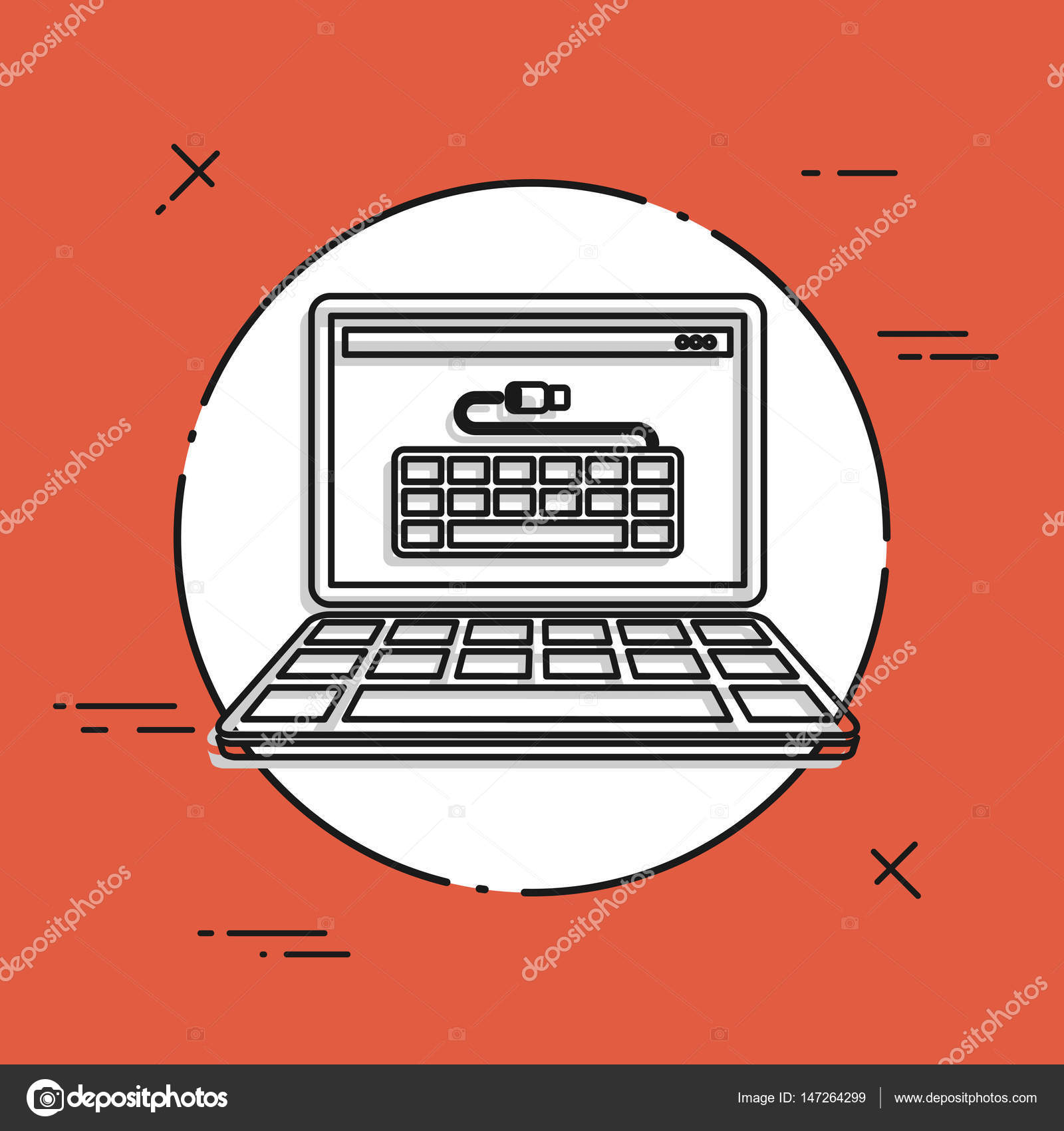 Usb Keyboard Flat Minimal Icon Stock Vector Image By ©myvector 147264299