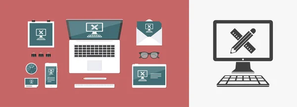 Computer design project - Vector web flat icon Stock Vector Image by ...