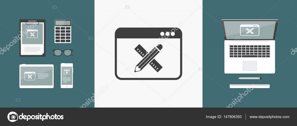 Computer design project - Vector web flat icon Stock Vector Image by ...