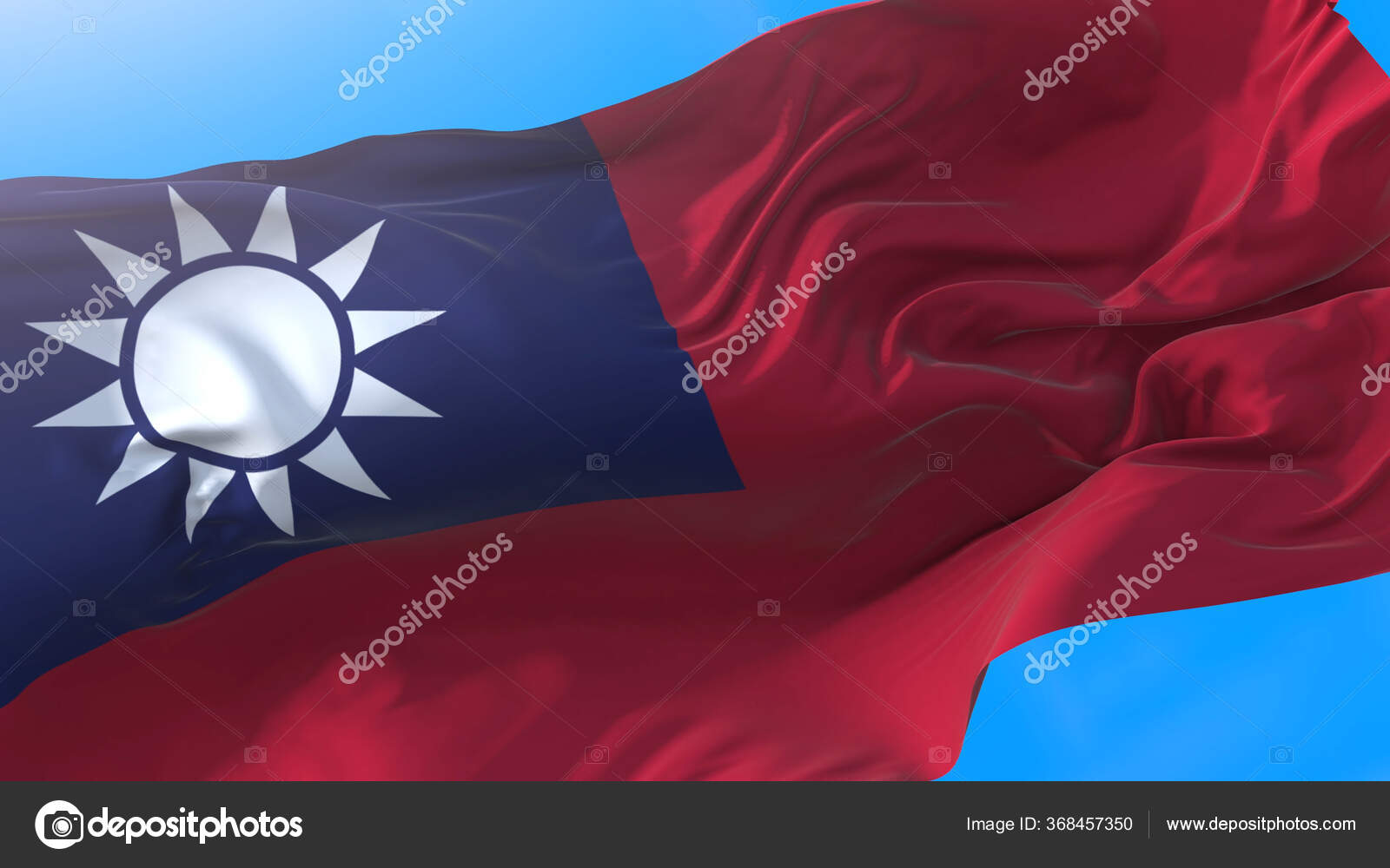 Bendera Taiwan Melambaikan Tangan Dengan Latar Belakang Realistis ...