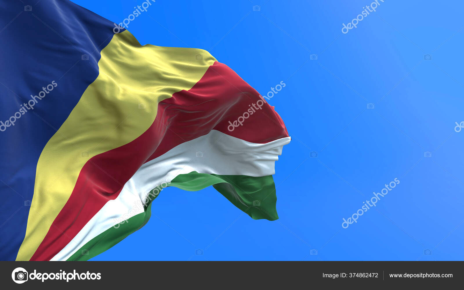 Seychelles Flag Realistic Waving Flag Background Stock Photo by ...