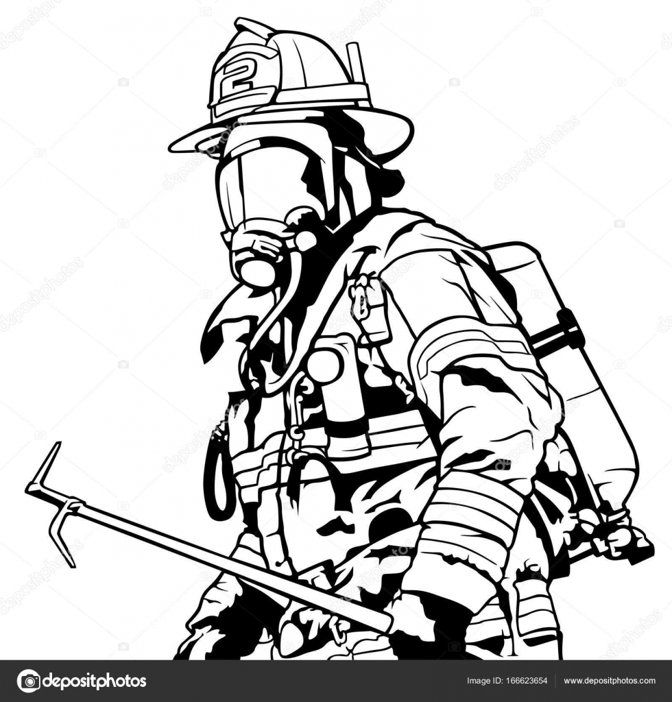 Fireman Clip Art Black And White