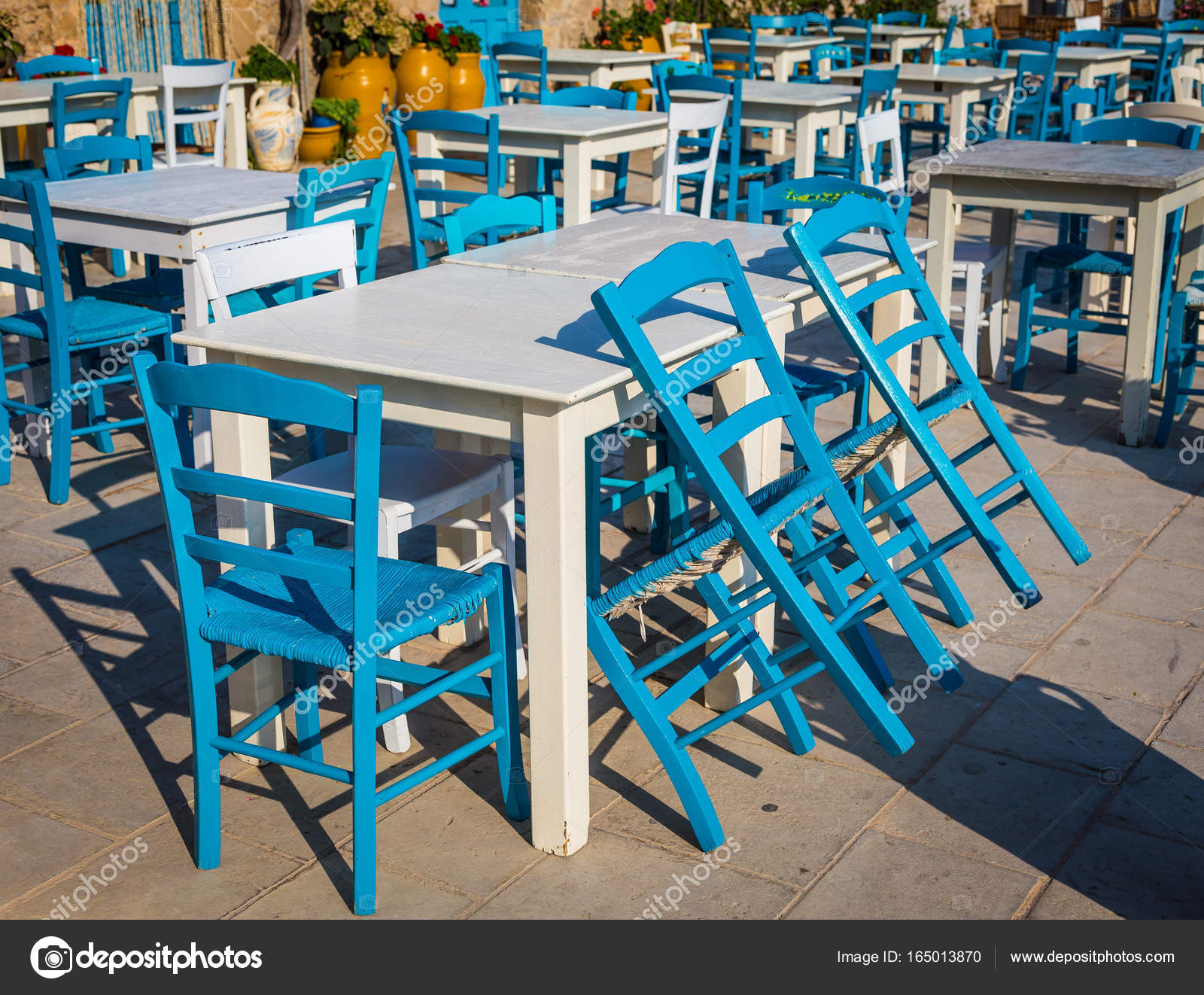 Tables in a traditional Italian Restaurant in Sicily Stock Photo by ...