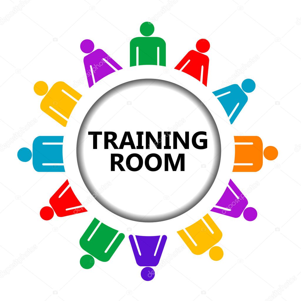 Training room sign with group of people — Stock Vector © hibrida13 ...