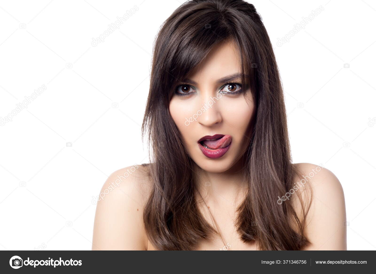 Beautiful Sexy Brunette Girl Posing White Background Isolation — Stock