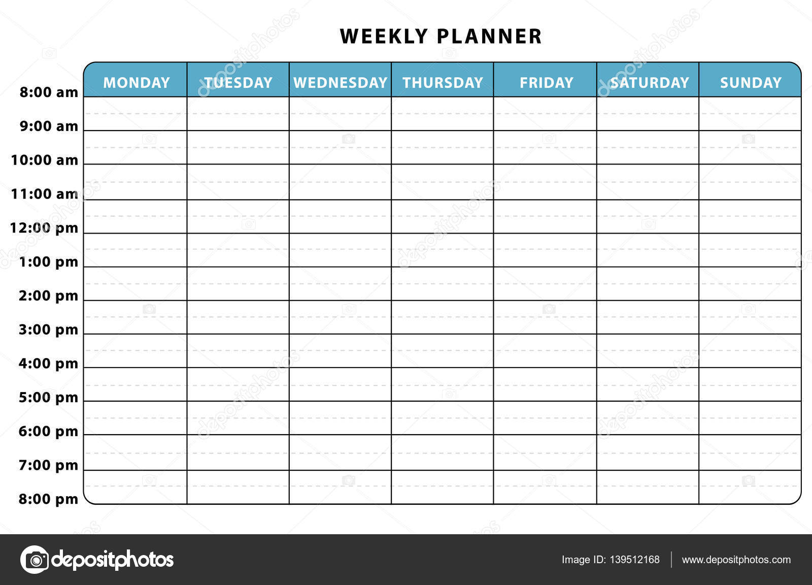 Weekly planner. Blue schedule. II Stock Vector by ©Albachiaraa 139512168