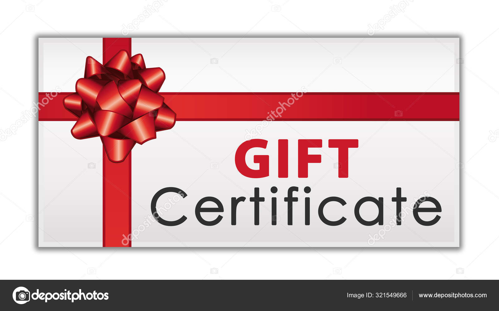 Gift Certificate Red Ribbon Bow Commercial Icon — Stock Photo ...