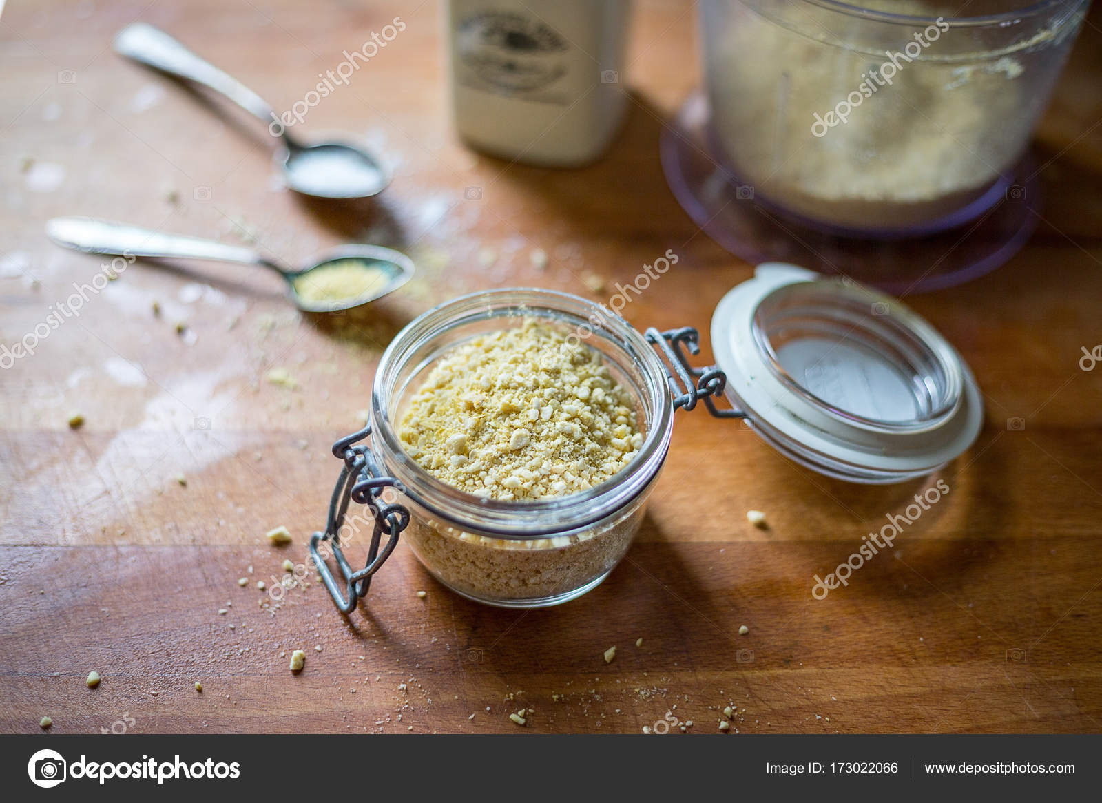 Shredded Cashew nuts in glass jar Stock Photo by ©Toyechkina 173022066