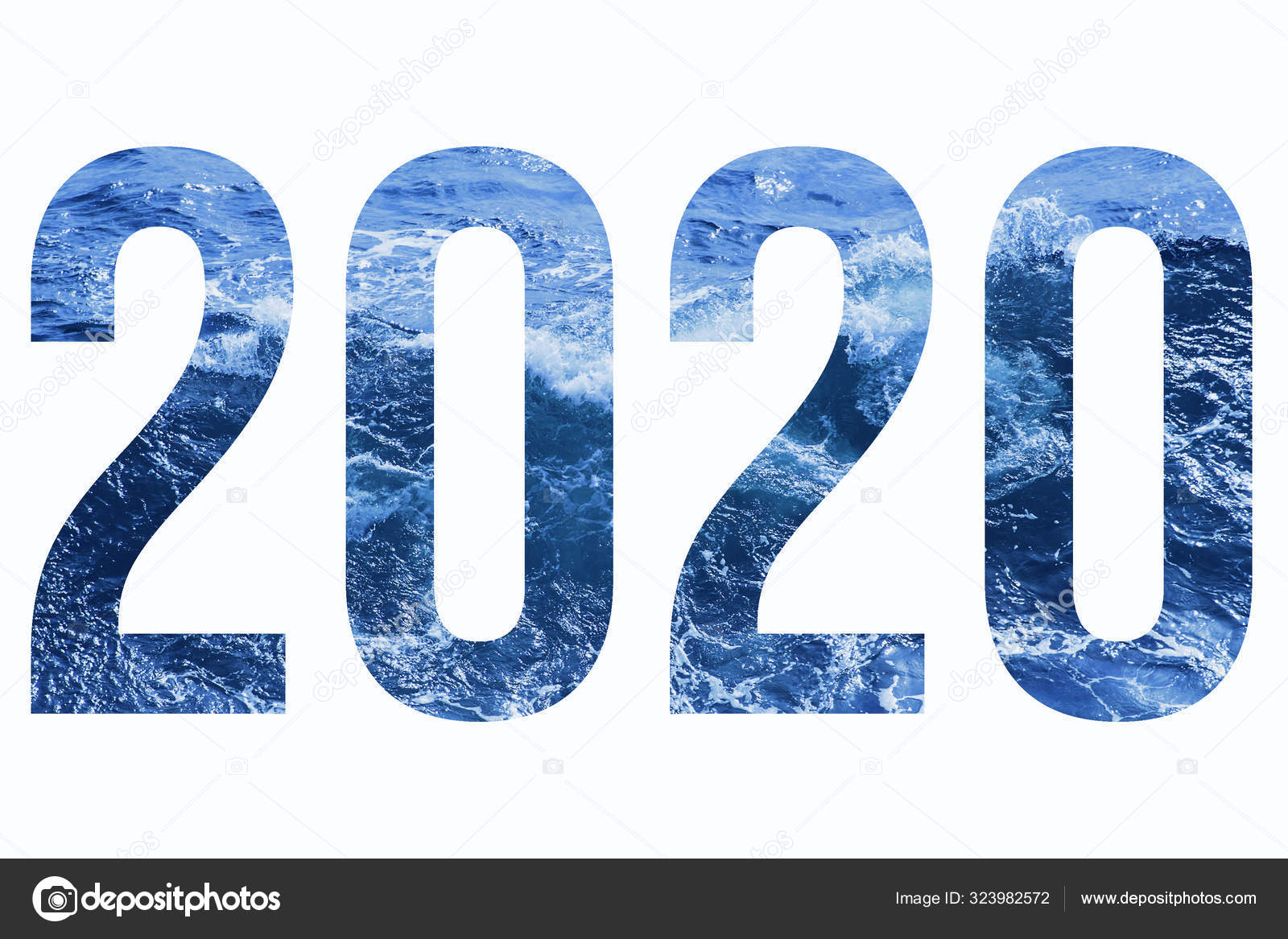 2020 isolated numbers with blue sea texture. Stock Photo by ©Vsamarkina ...