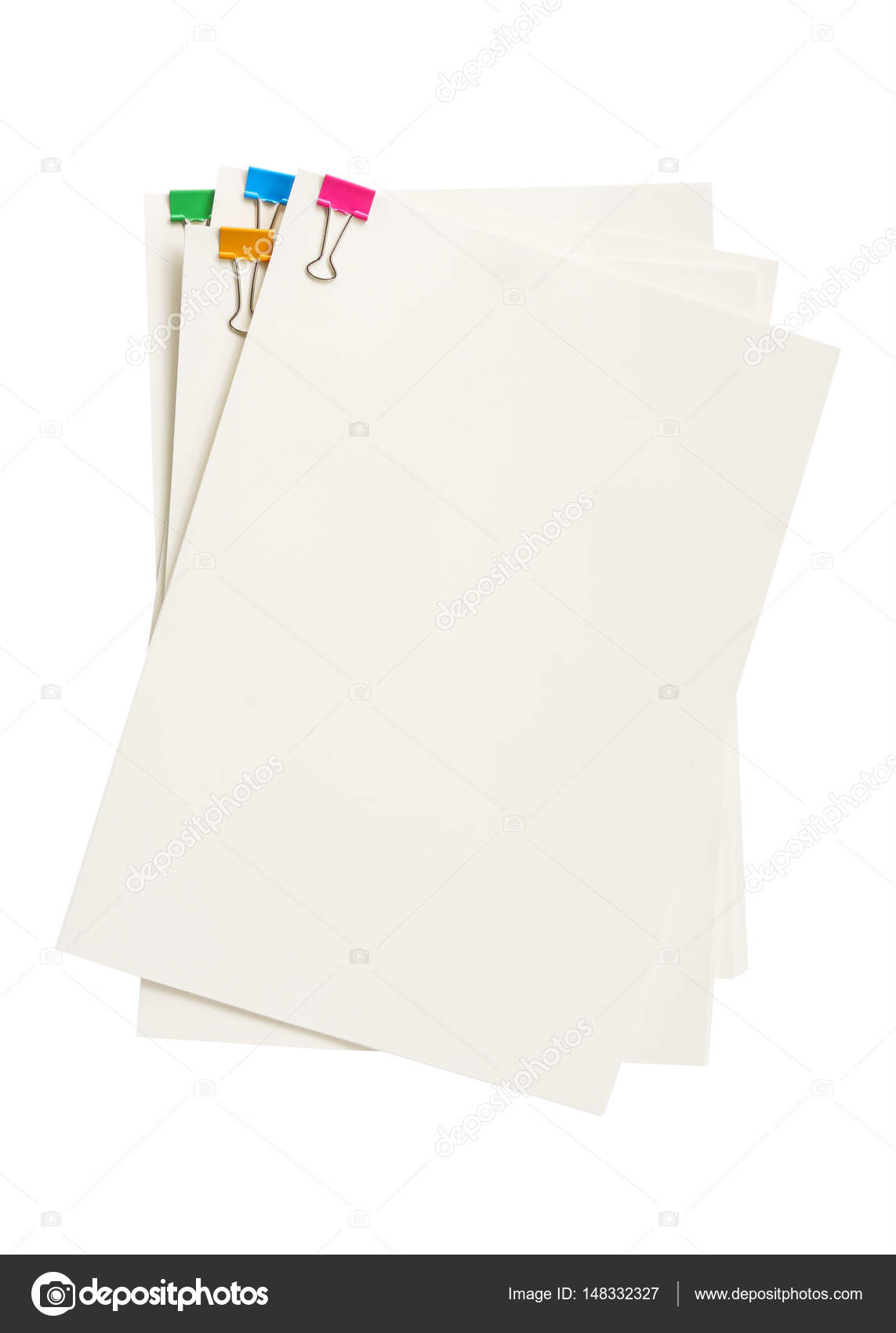 Colorful Clip Blank Paper Document White Background Isolated — Stock ...