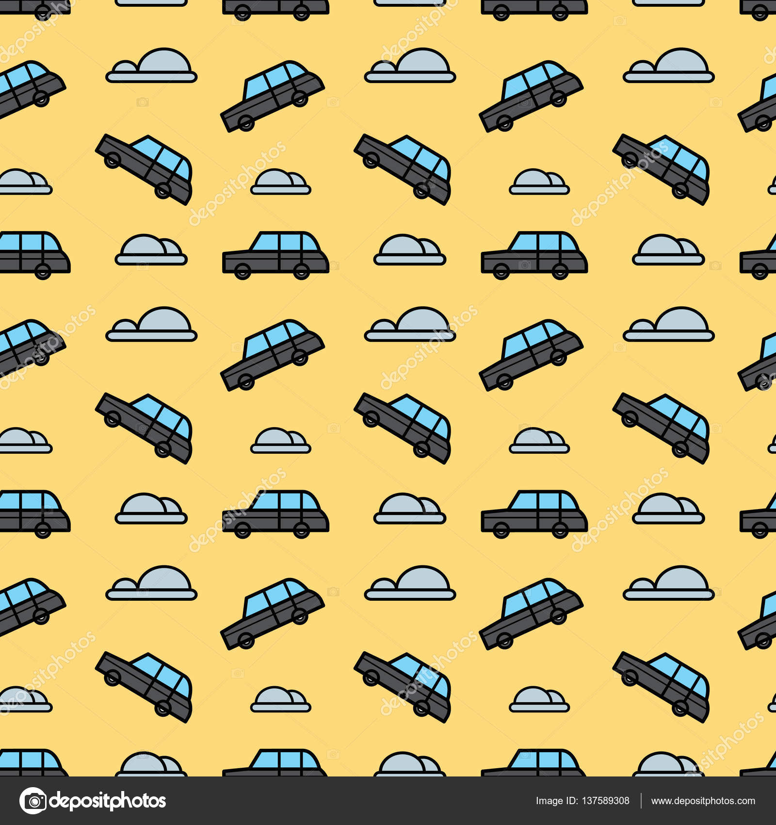 Background vector texture with toy cars and clouds — Stock Vector ...