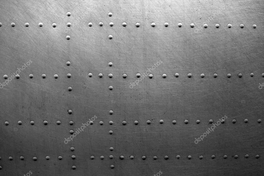 Textura metálica antigua con remaches, fondo de acero 2022