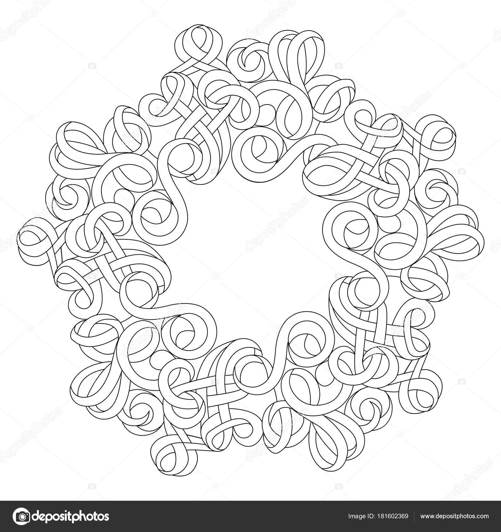 Vector round pattern in black and white for adult coloring book Stock ...