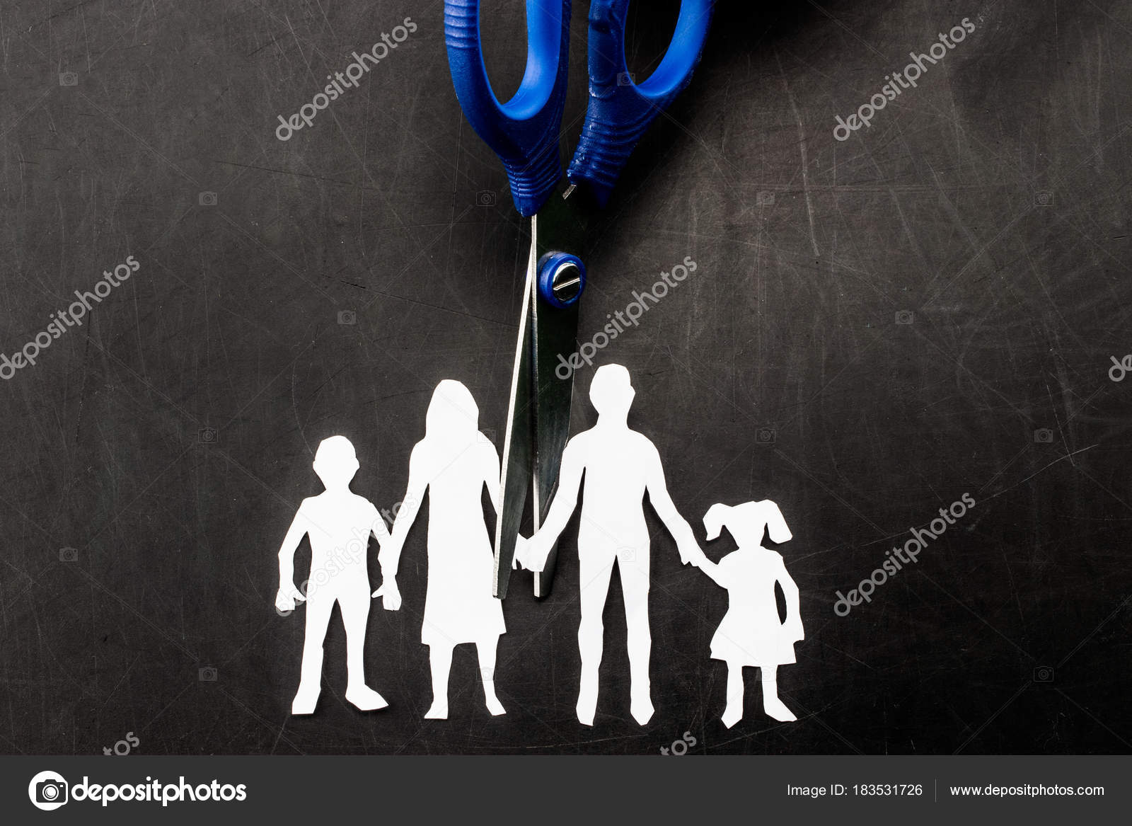 Divorce and child custody scissors cutting family apart Stock Photo by ...