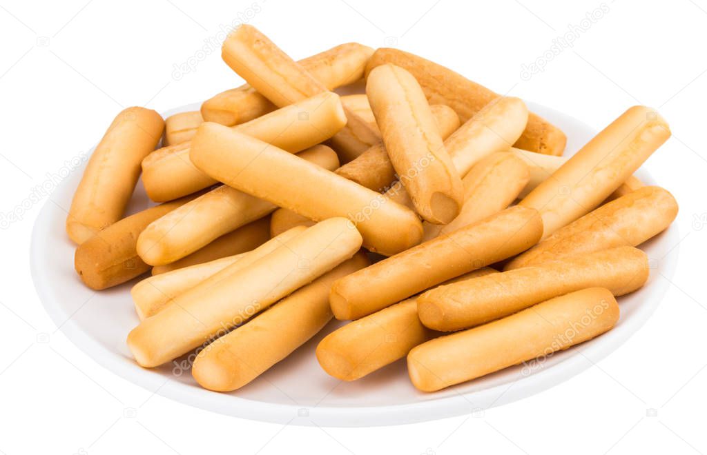 Palitos de pan aislados sobre fondo blanco. Con camino de recorte 2024