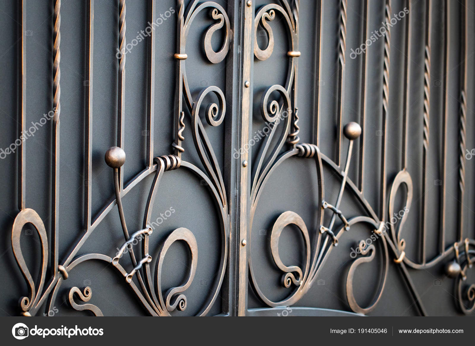 Magnificent wrought-iron gates, ornamental forging, forged eleme Stock ...